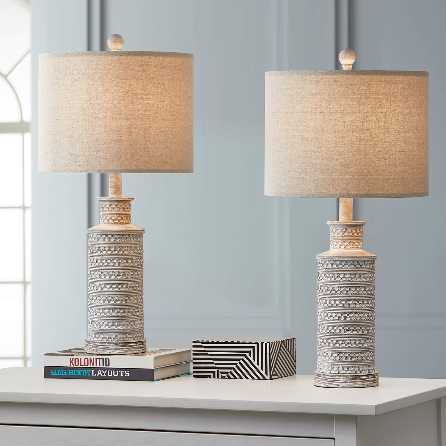 Oneach Farmhouse Table Lamps Set of 2 for Living Room Bedroom 24.5 ...