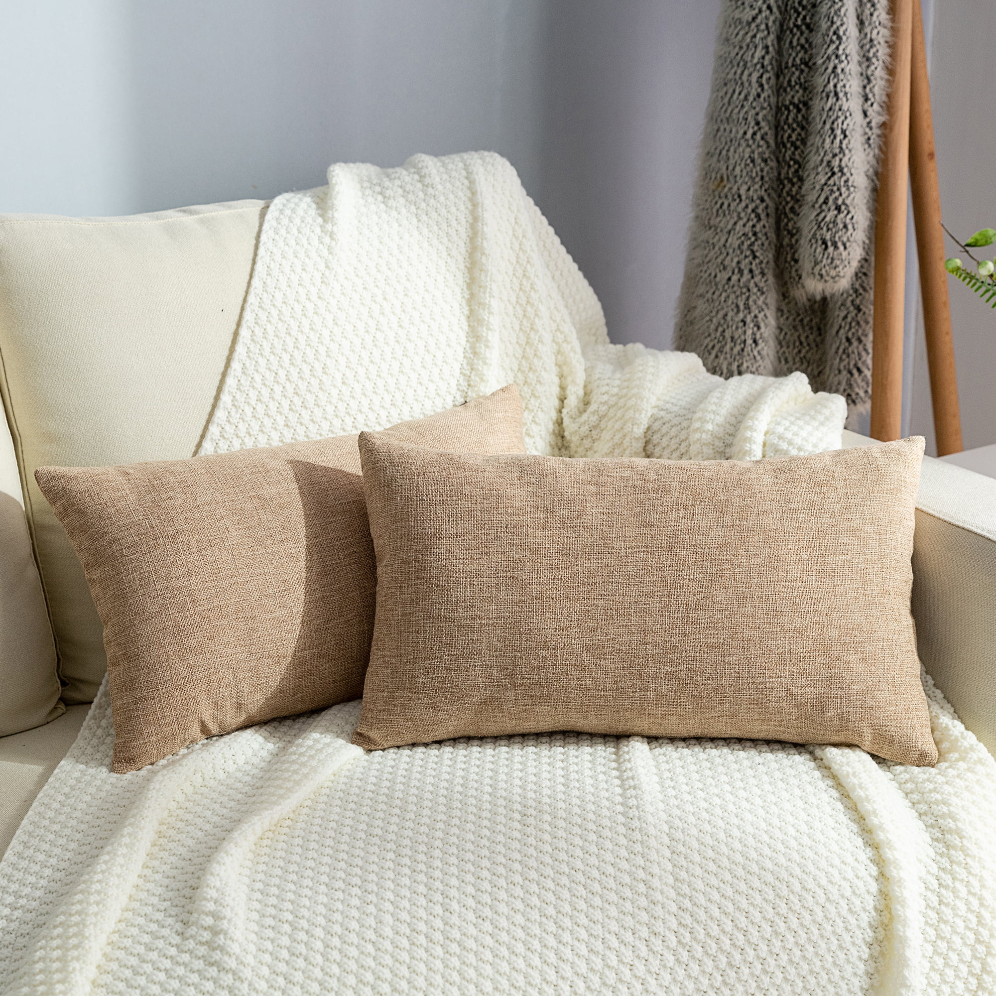 CLEARANCE Decorative Throw Pillows Covers Set Of 2 Linen Throw Pillow