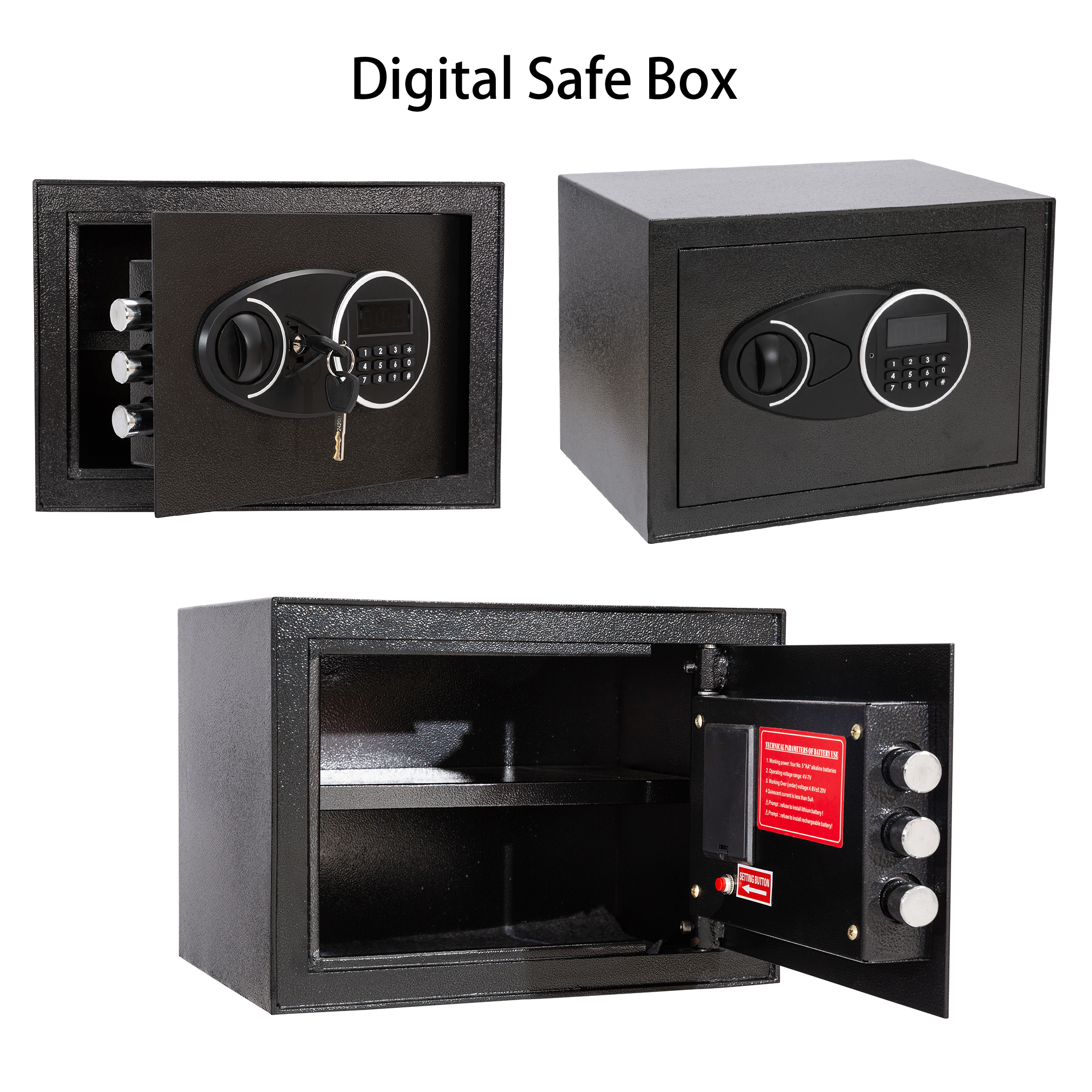 Electronic Safe Box, Steel Digital Security Safe Box 9.8" H, Black ...