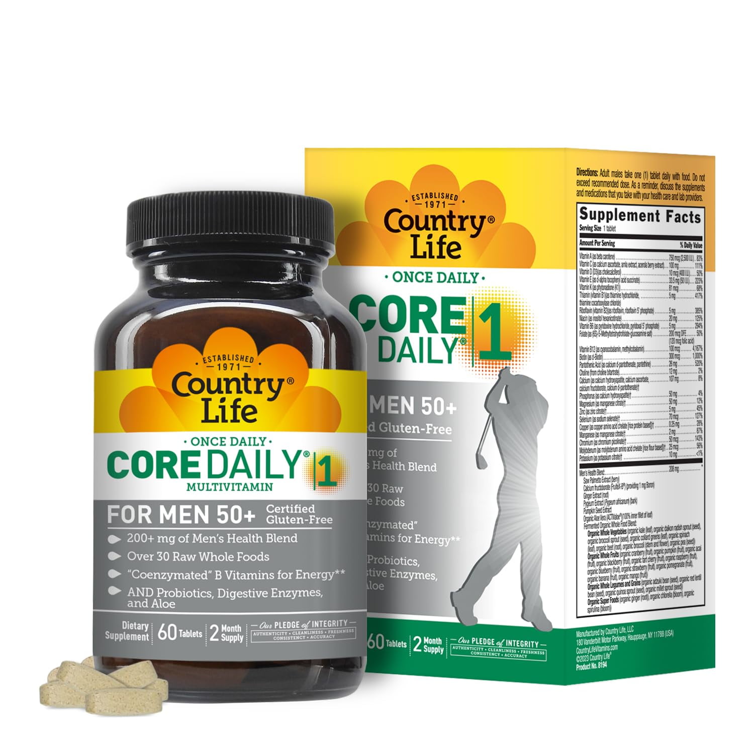 Multivitamínico Country Life CORE Daily-1 para hombres de 50 a más de ...