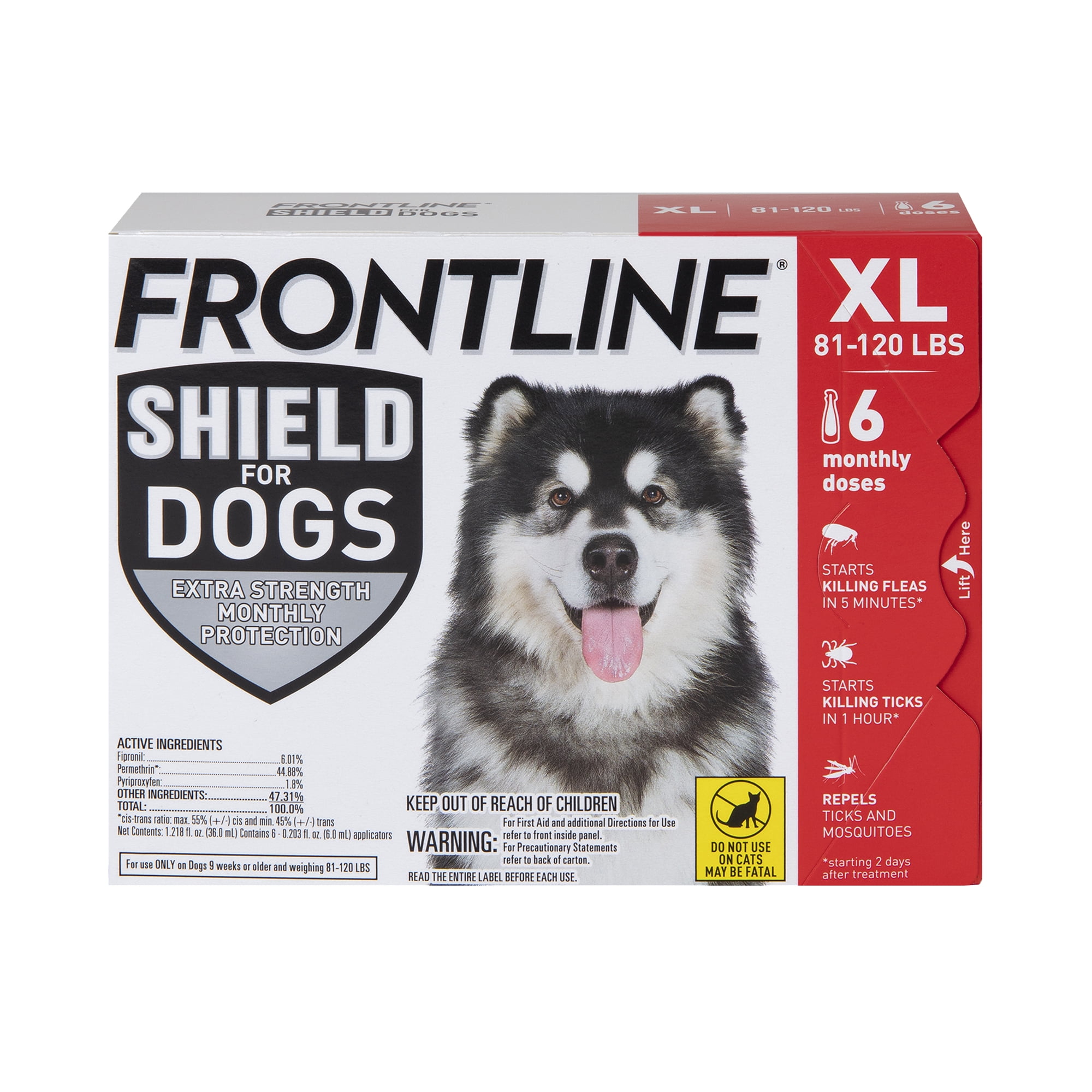 FRONTLINE® Shield for Dogs Flea & Tick Treatment, 81-120 lbs, 6ct ...