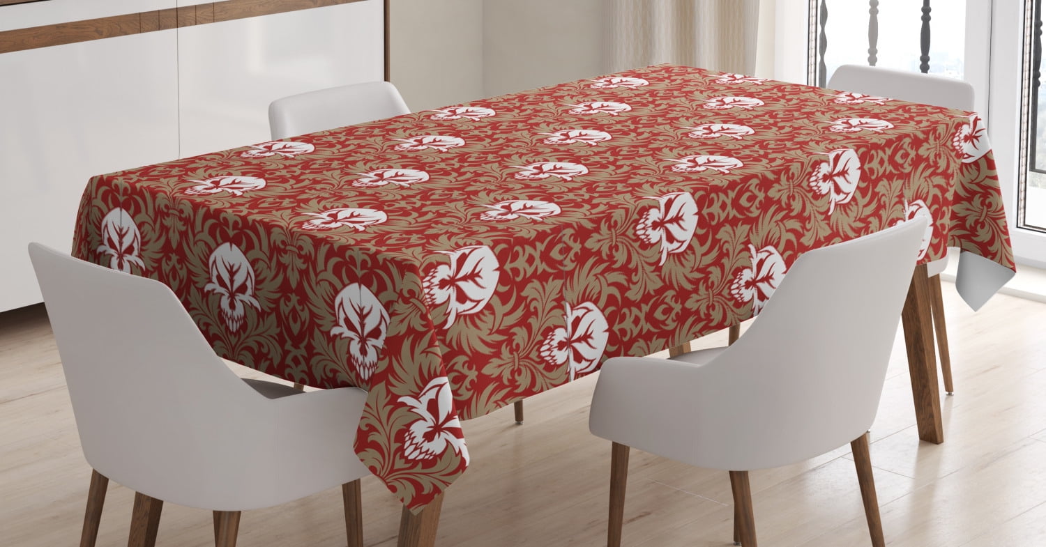 Ambesonne Gothic Tablecloth Rectangular Table Cover, Baroque Floral ...