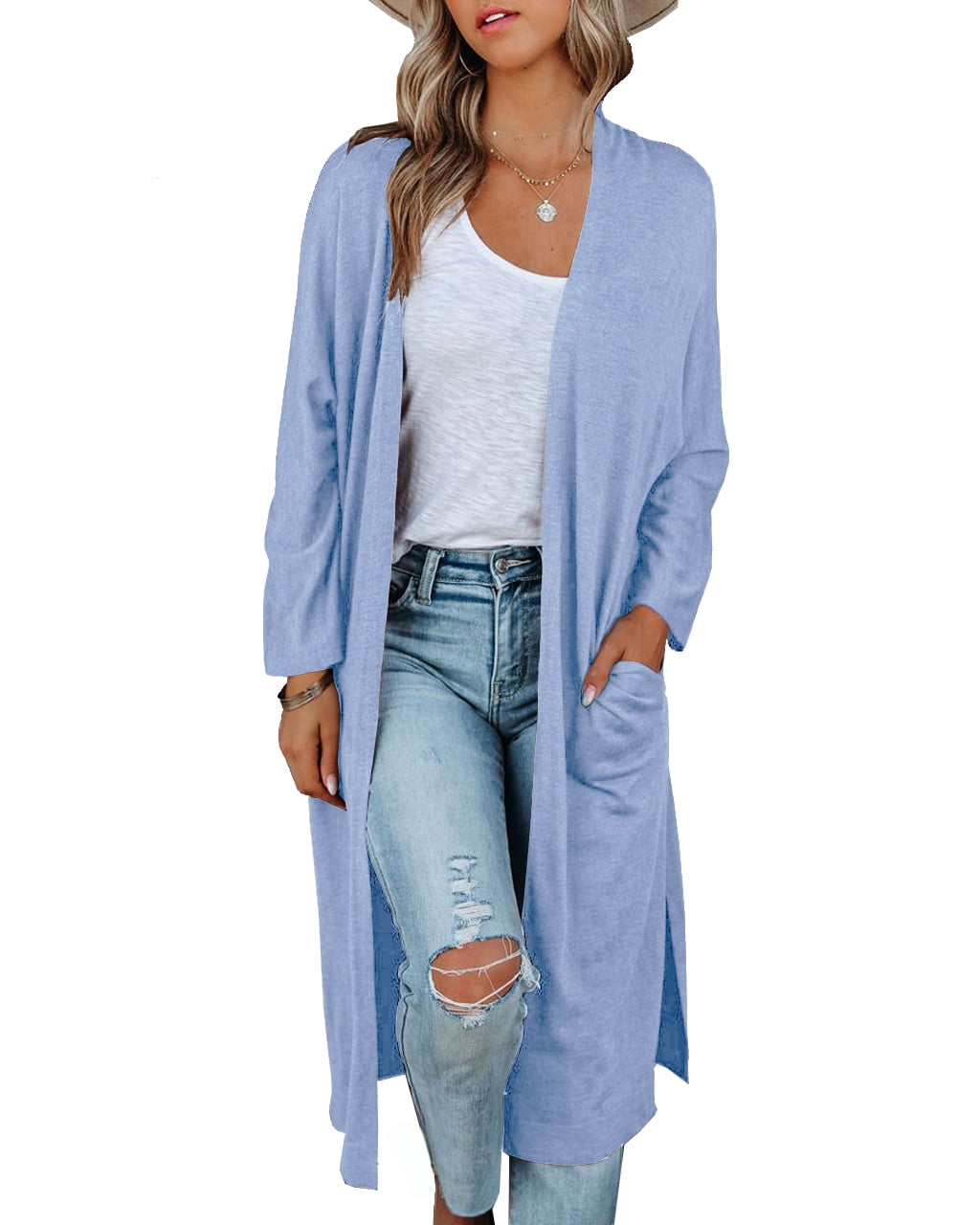MURMUREY Womens Long Sleeve Open Front Long Cardigan Sweaters ...
