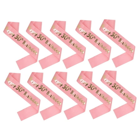 Pink Birthday Sash, Bright Colors Clear Letters Perfect Size Happy 30th ...