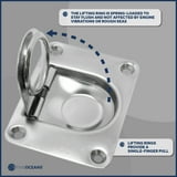 Five Oceans Rectangular Recessed Hatch, Boat Spring Loaded Pull Ring 3 ...