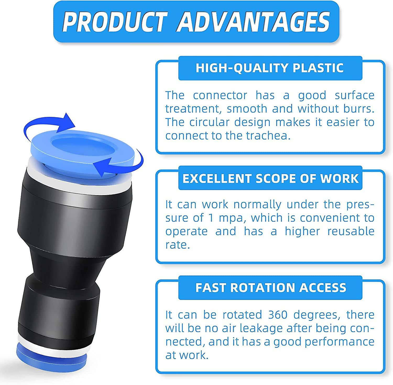 10 Uds. Reductor recto de 10mm Od X 10mm Od para conectar accesorios ...