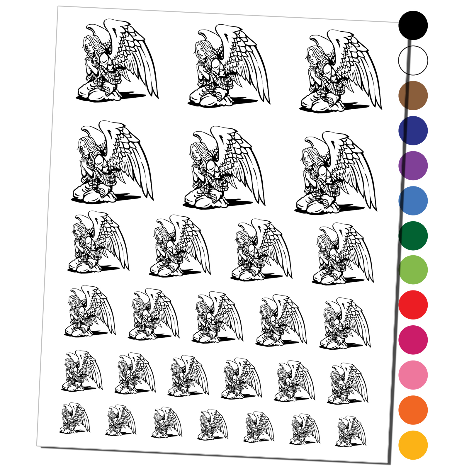 Praying Winged Angel Woman Water Resistant Temporary Tattoo Set Fake ...