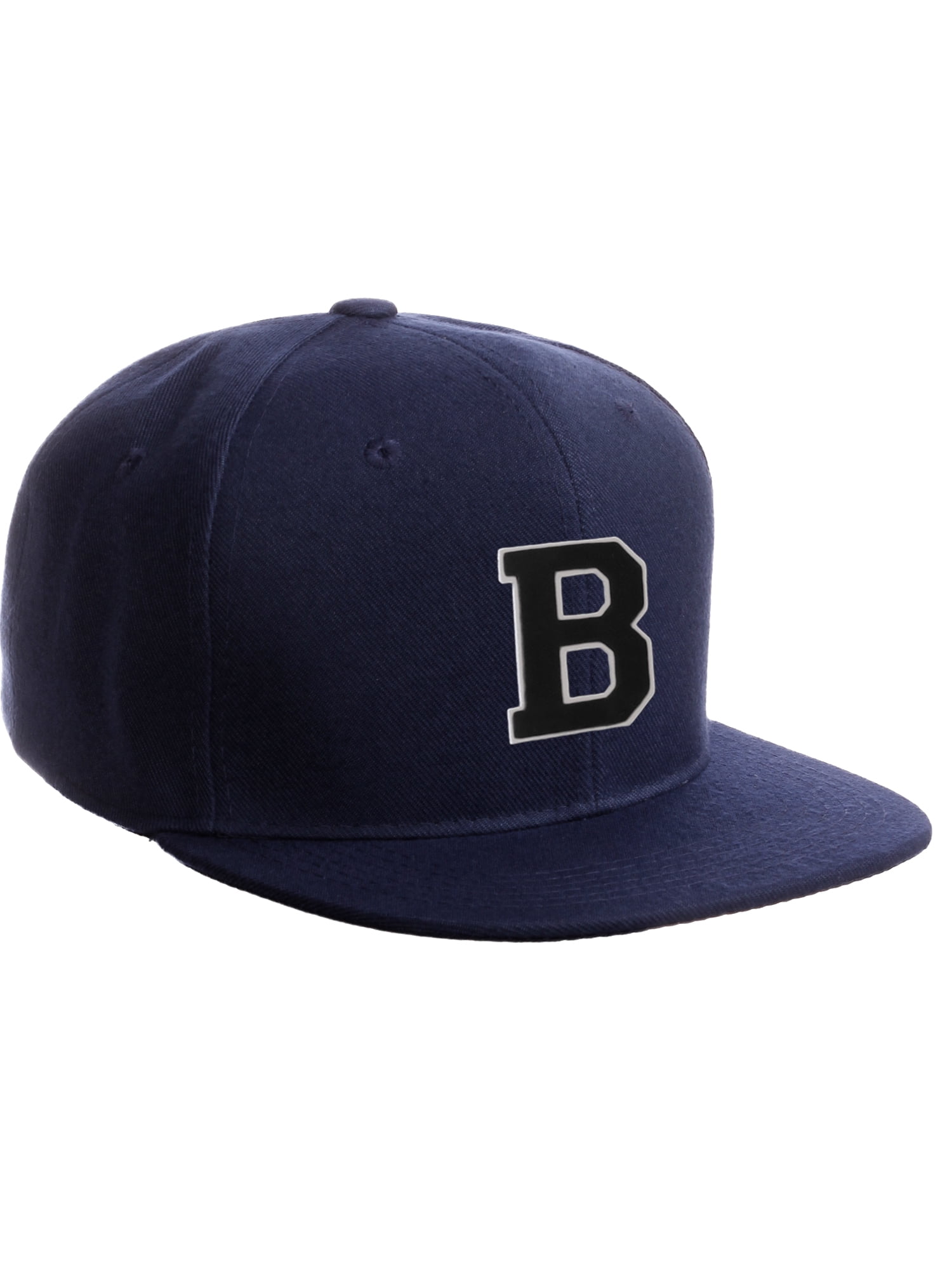 Classic Snapback Hat Custom A to Z Initial Letters, Navy Cap White ...