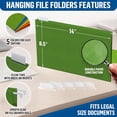 50 Pack Legal-Size Hanging File Folders with Adjustable 1/5-Cut Tabs ...