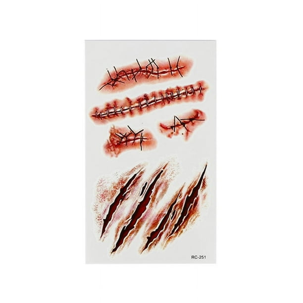 Tatuaje de cicatriz de Halloween de terror, tatuajes temporales ...