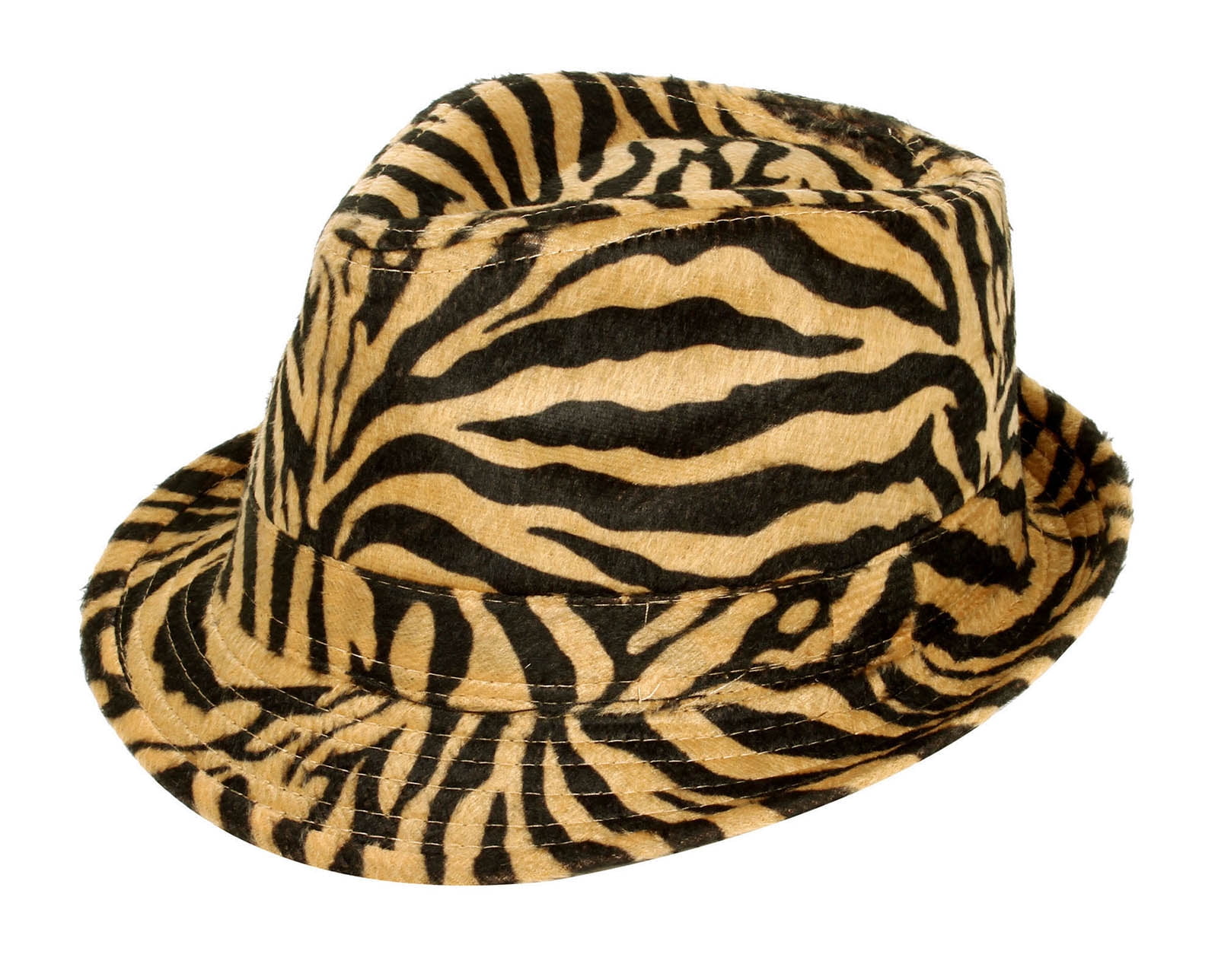 Simplicity Unisex Animal Zebra Print Furry Fedora Hat Brown S/M ...