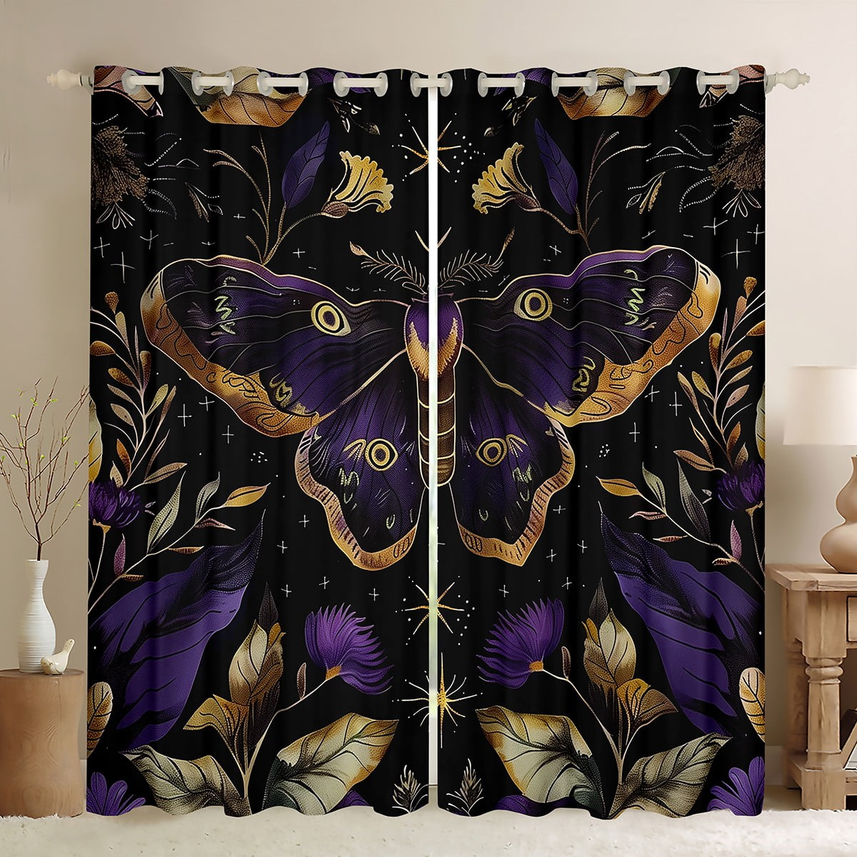 Click here for Erosebridal Retro Moth Curtains For Living Room  B... prices