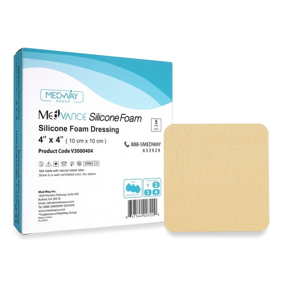 Medline Optifoam Gentle EX Silicone Adhesive Foam Dressing, 4” x 4”, 3 ...