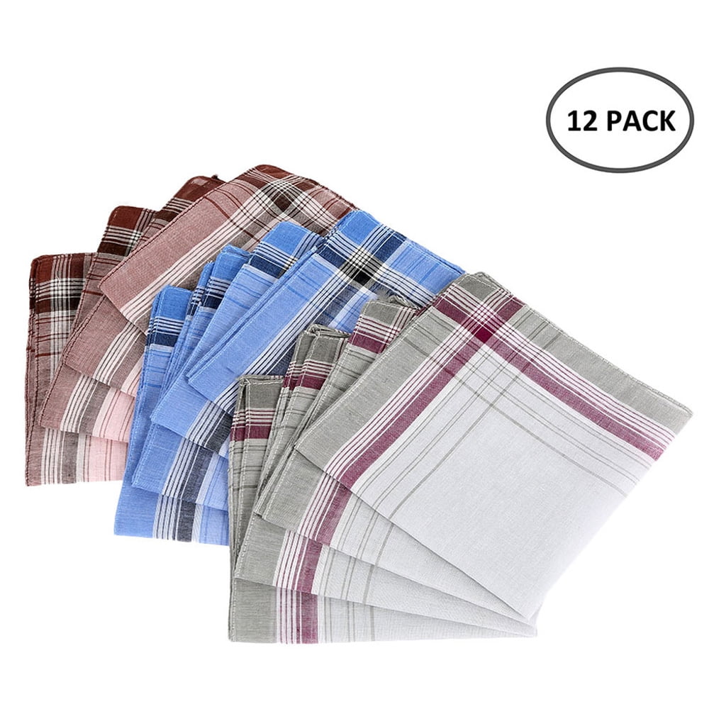 Tzgsonp Men's Cotton Handkerchiefs 12 pcs 100% Pure Cotton Pocket ...