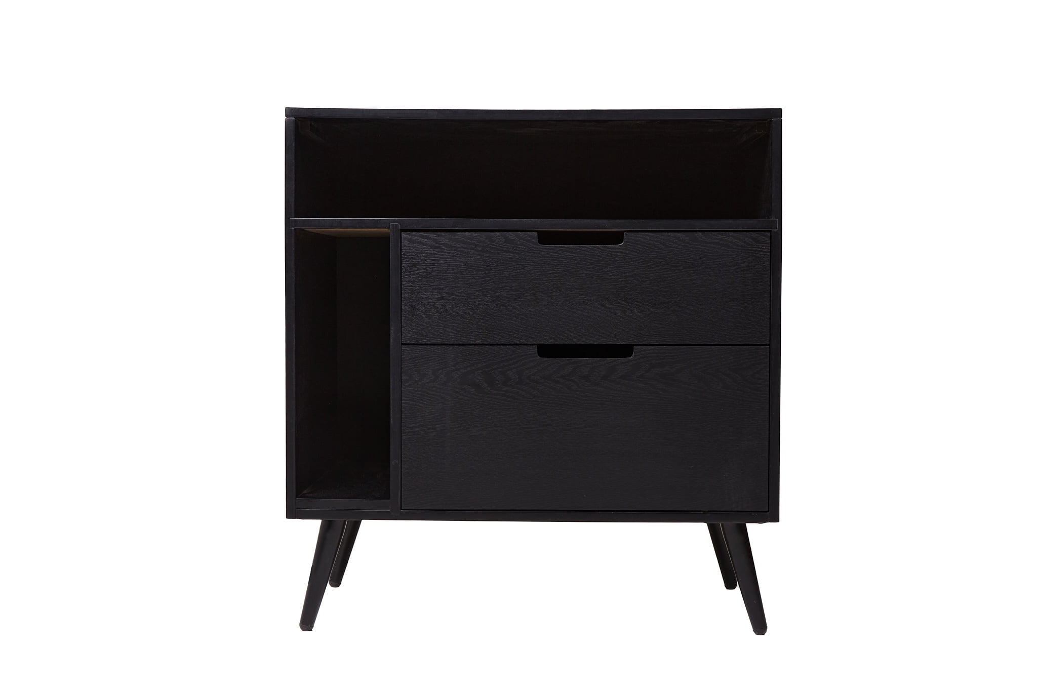 Buró Color Negro con 2 Espacios Abiertos y 2 Cajones con Corredera de ...