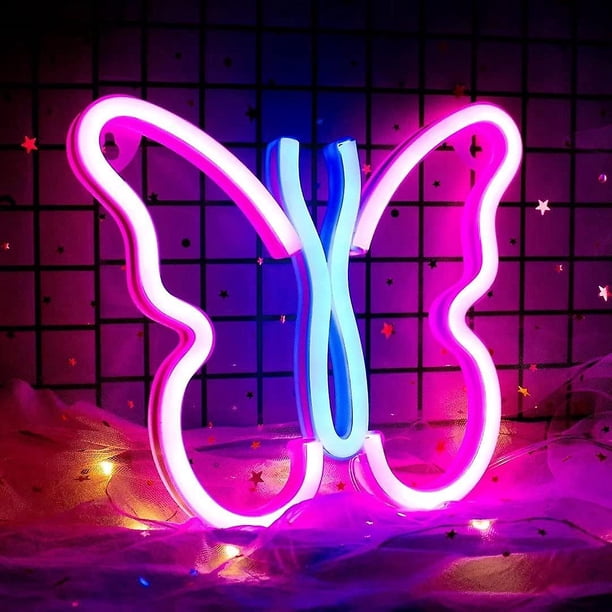 Almi Butterfly Neon Signs Lights For Bedroom Wall Decor. Usb Or Battery ...