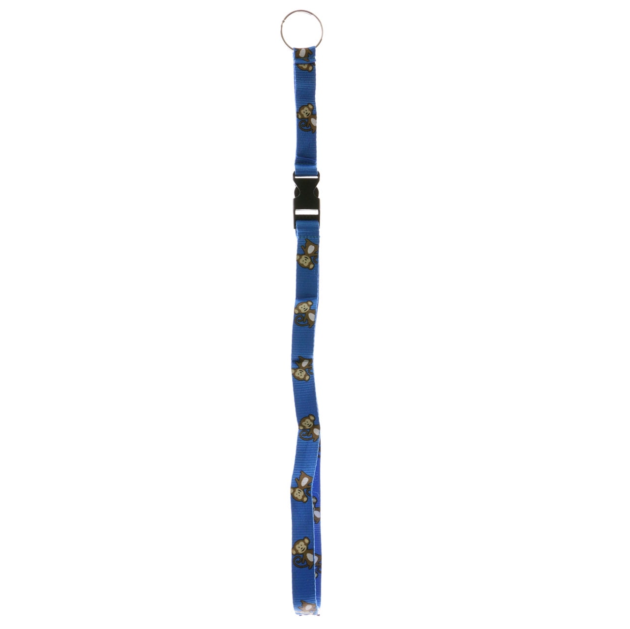 Blue Lanyard With Monkey Design And Detachable Silver-Tone Split-Ring ...
