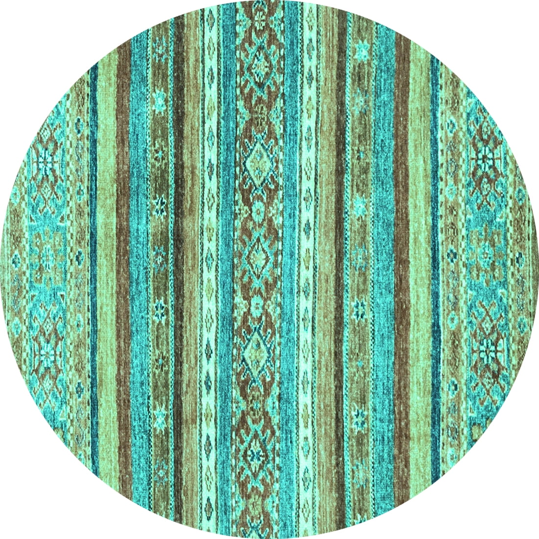 Ahgly Company Indoor Round Abstract Turquoise Blue Modern Area Rugs, 7 ...