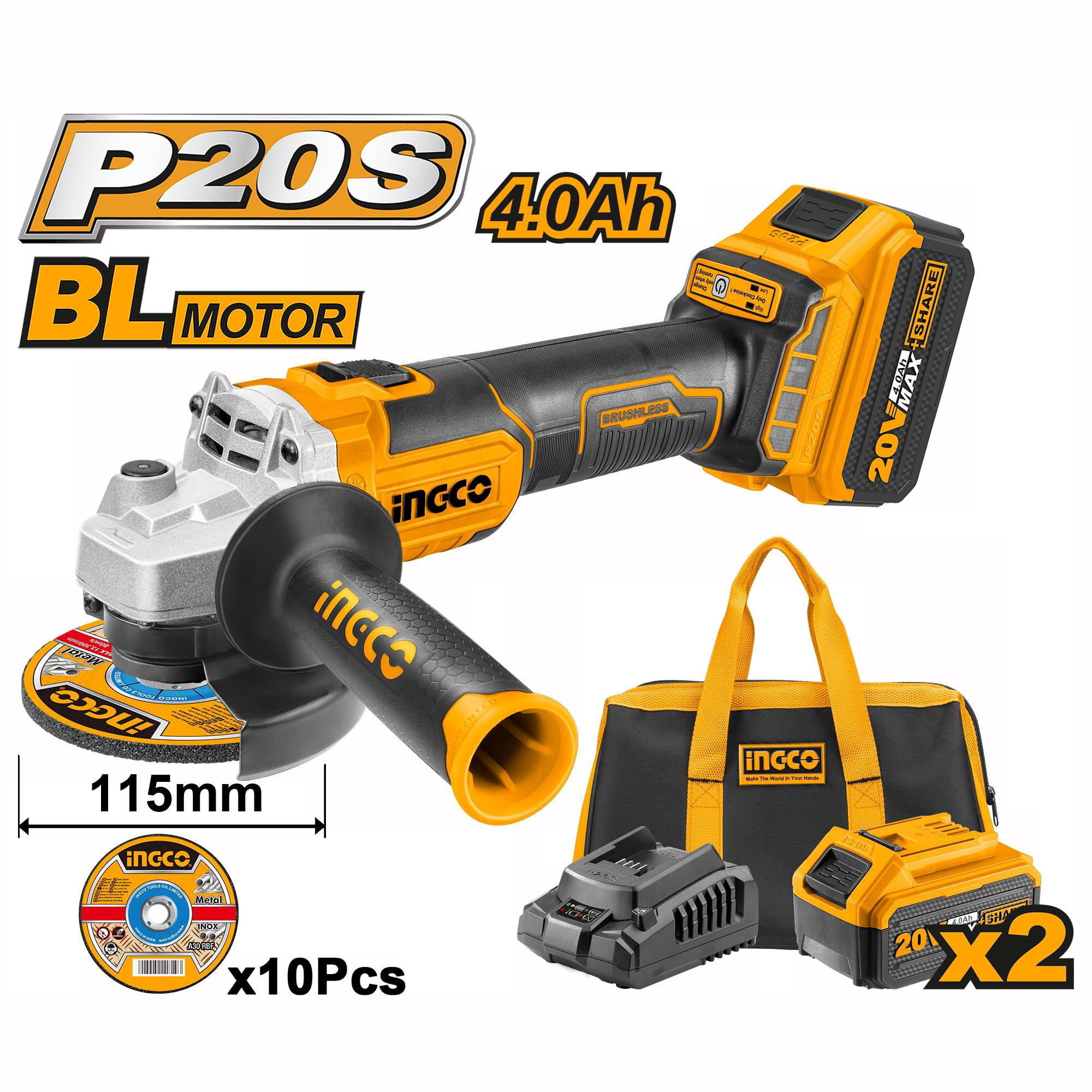 Mini Esmeriladora 4.1/2 20V 3000-8500Rpm Ingco UCAGLI2011582 | Walmart ...