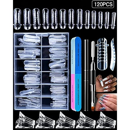 NAISKA 120 Pieces Dual Nail Forms Set Nail Extension gel Acrylic Nails ...