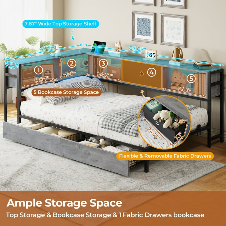 Diy Twin Corner Bed Storage Corner Bed Frame With Storage Bookcase