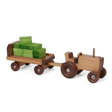 Little Farmer Hay Baling Toy Set - Wooden Toy Tractor, Hay Baler, Hay ...