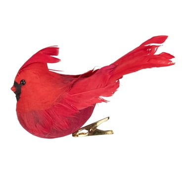 12 Pcs Clip On Christmas Tree Ornament Decorations Red Feathers ...