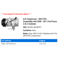 A/C Compressor - DKS17DS - Compatible with 2008 - 2011 Ford Focus 2.0L ...