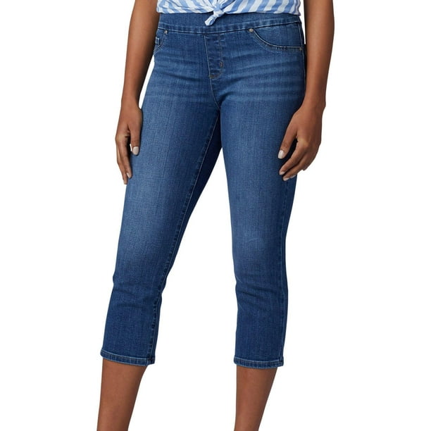 Lee Platinum Women's Sculpting Pull on Capris Blue Size 8 Petite ...