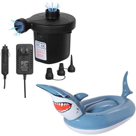 Giant Inflatable Shark Pool Float and Quick-Fill Electric Pump, 92 ...