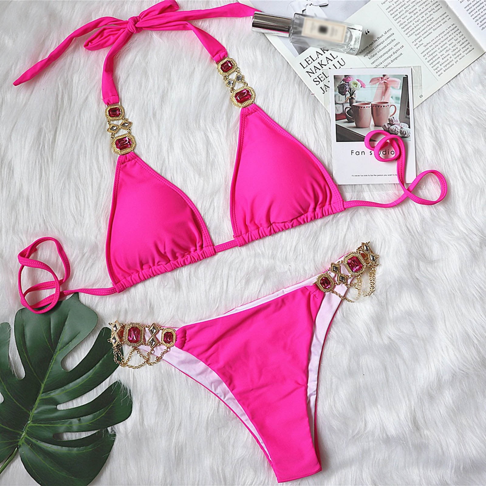 Leesechin Clearance Bikinis For Women Sexy Bathing Suits Solid Push Up
