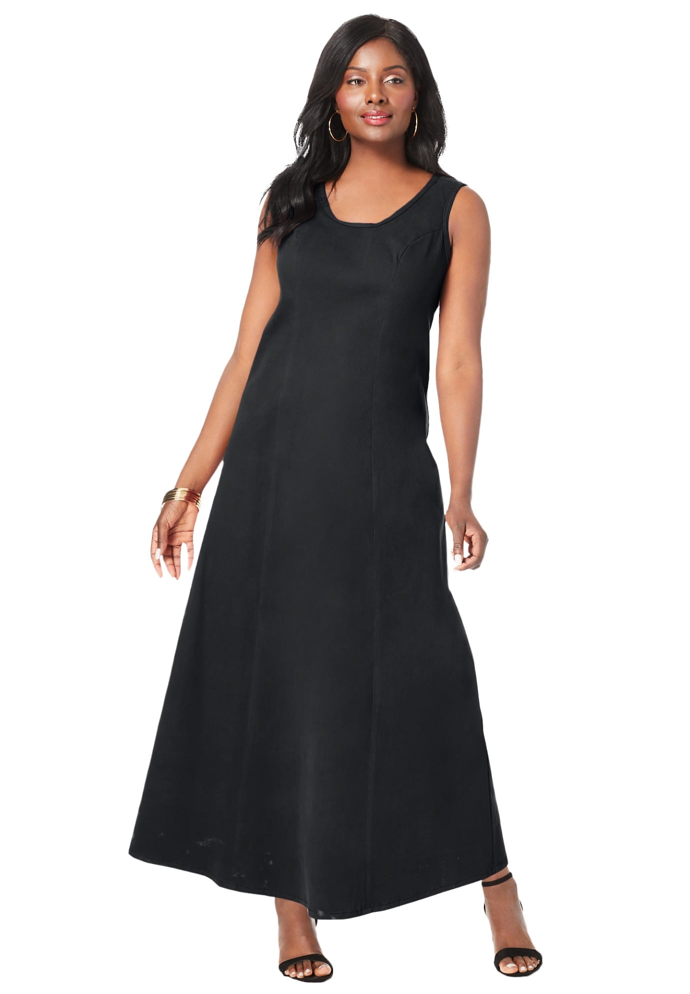 Jessica London Womens Plus Size Stretch Denim Maxi Dress