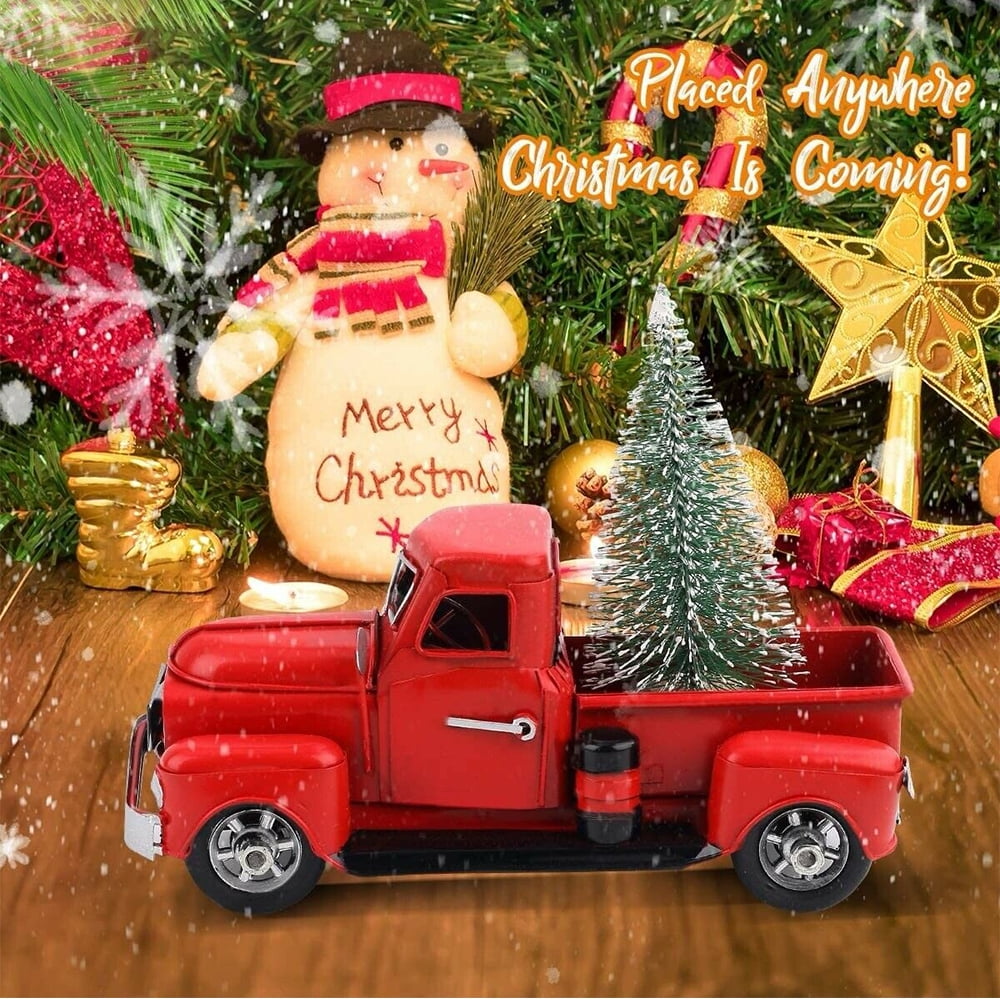 Vintage Red Truck Decor Red Metal Truck Car Model, for Christmas ...