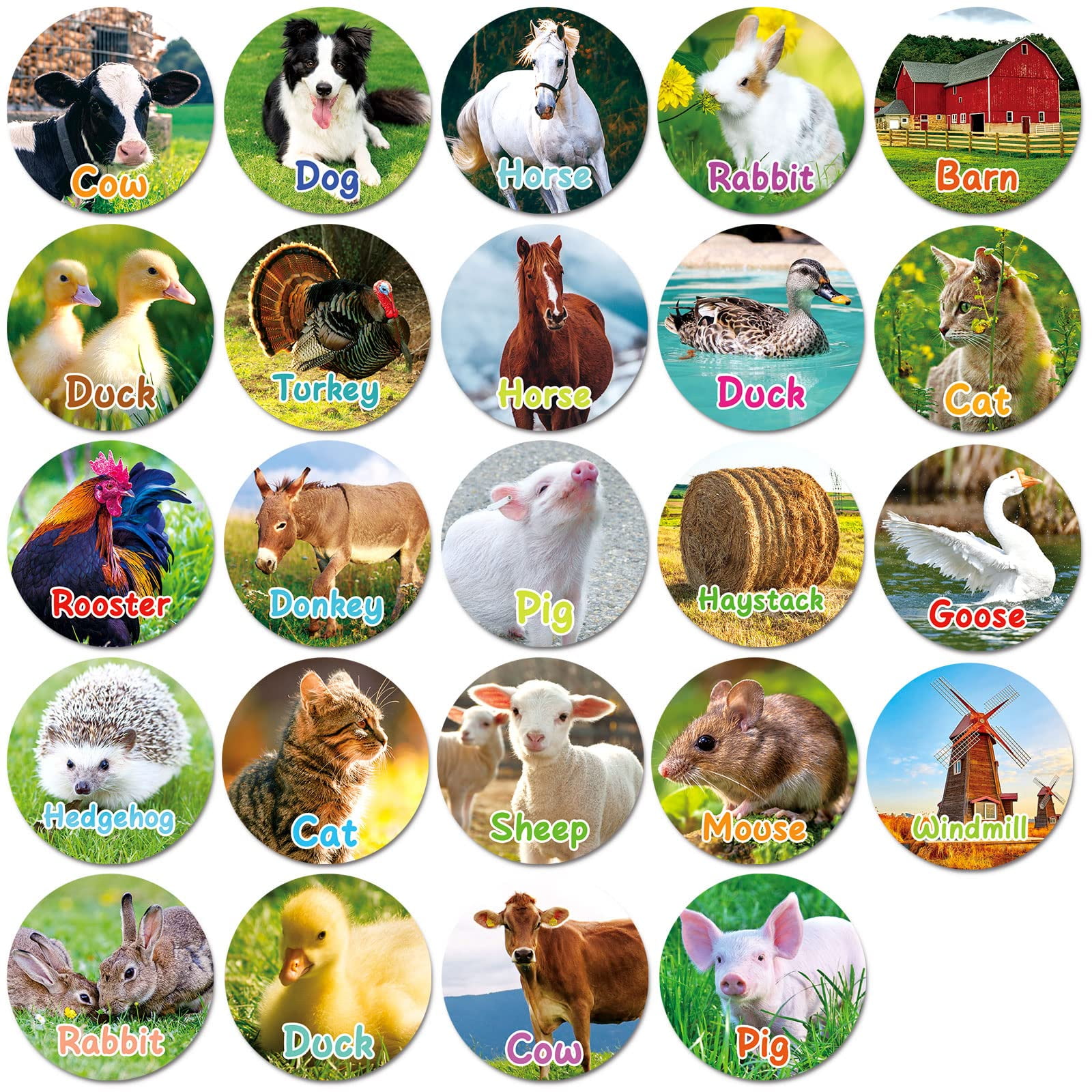 Animal Farm Stickers 480 Counts Cute Farm Barnyard Cow Sheep Horse ...