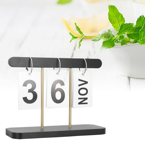 Wooden Desk Flip Calendar, Perpetual Calendar With Large Display, Wood ...