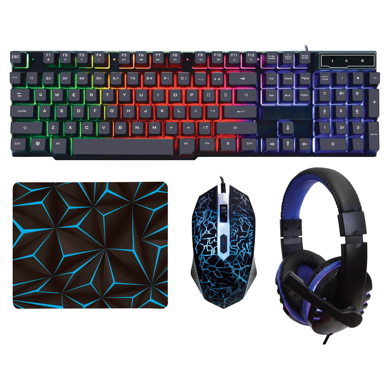 Naxa NG-5000 4-in-1 Professional Gaming Combo with Keyboard, Mouse ...