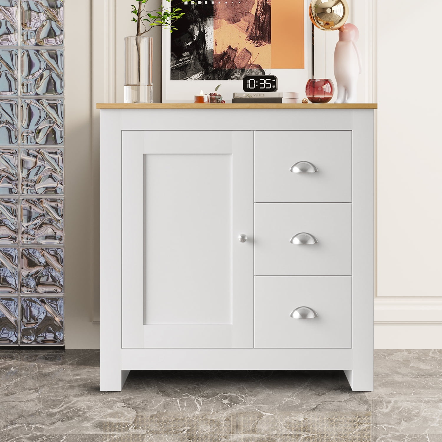 Simple Design Wood Side Cabinet with 3 Drawers for Kitchen , Bathroom ...