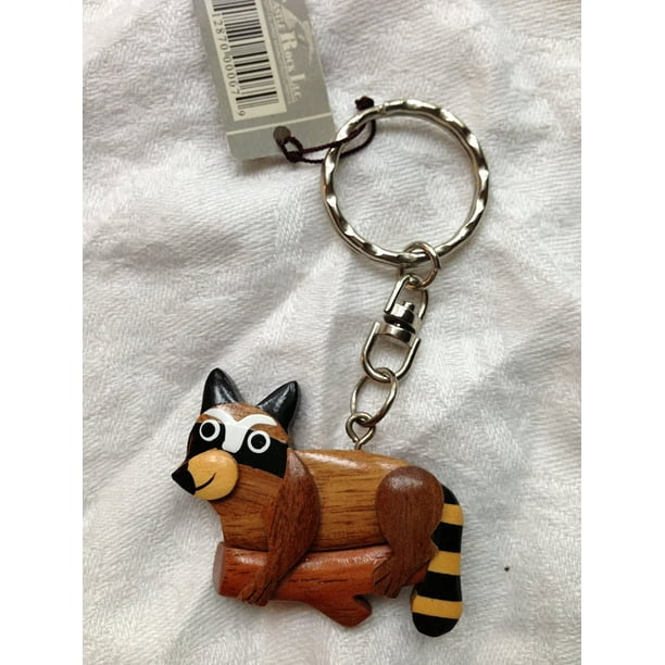 Handmade Wooden Racoon Keychain Key Chain Keychain Keyring New ...