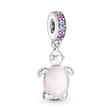 Pandora Charm in Rose w/faceted iridescent, pink and transparent Mura ...