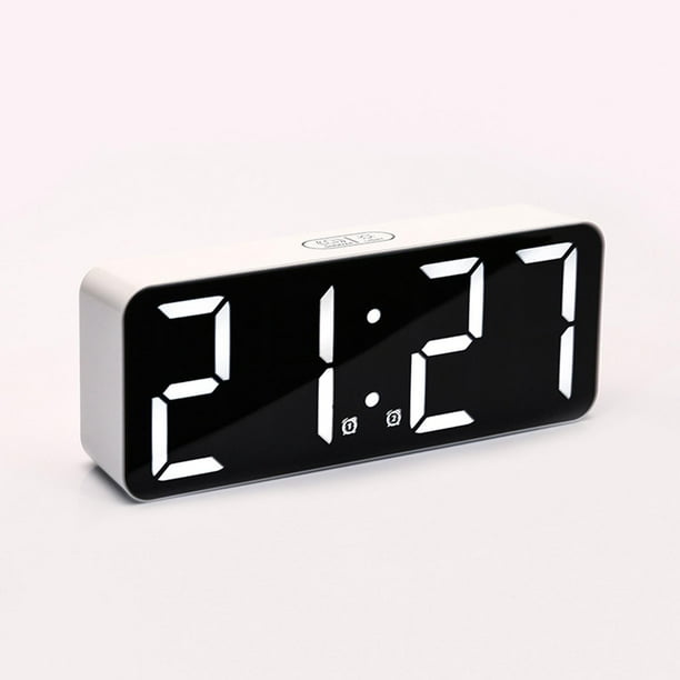 Reloj despertador digital, reloj LED grande con espejo, repetición ...