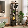 4-Tier Square Rotating Bookshelf, 360° Spinning Bookcase Tower with ...