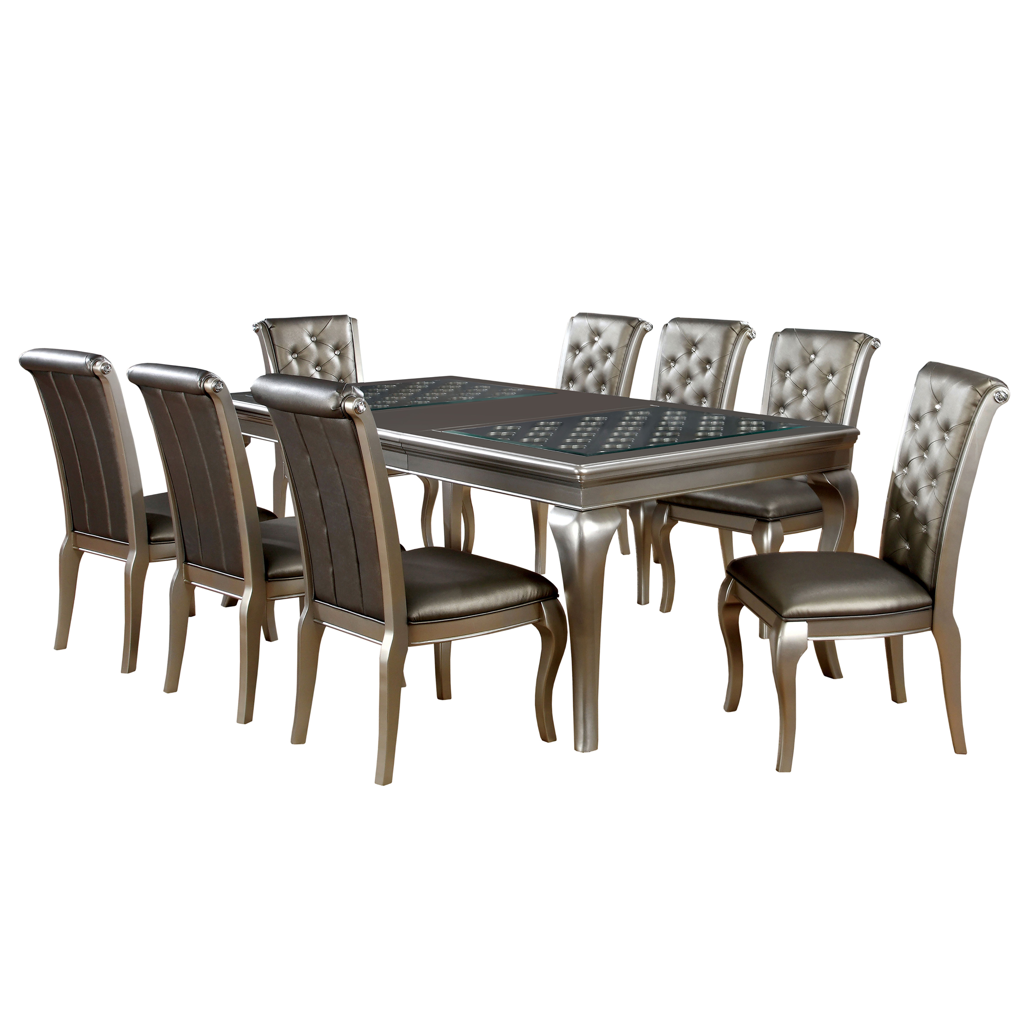 Furniture of America Tara 9-Piece Silver Dining Table Set - Walmart.com