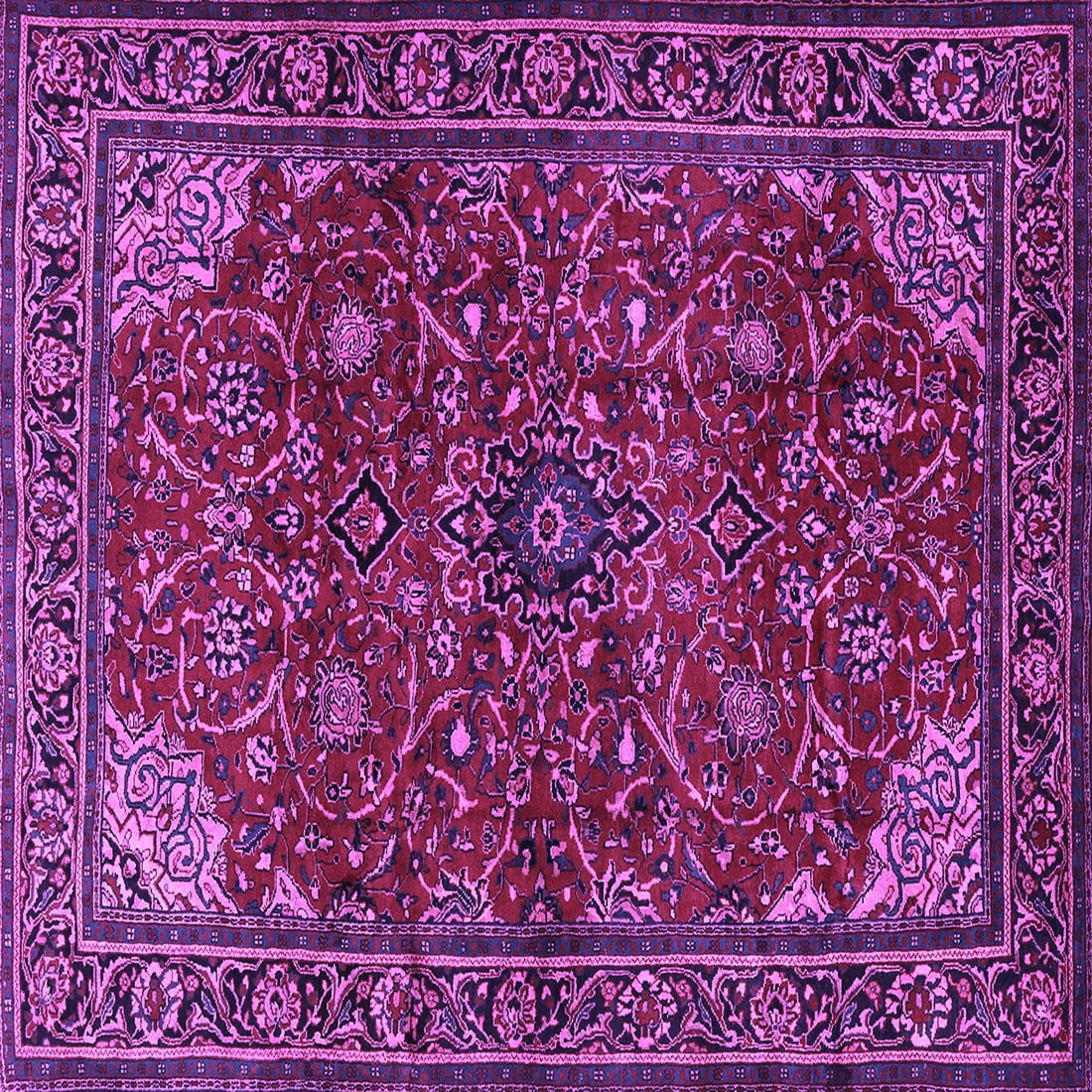 Ahgly Company Indoor Square Persian Purple Traditional Area Rugs, 5 ...