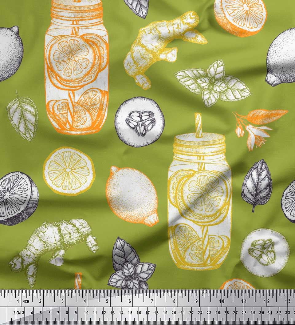 Soimoi Cotton Duck Fabric Lemon Slice Jar,Cucumber & Ginger Vegetable ...