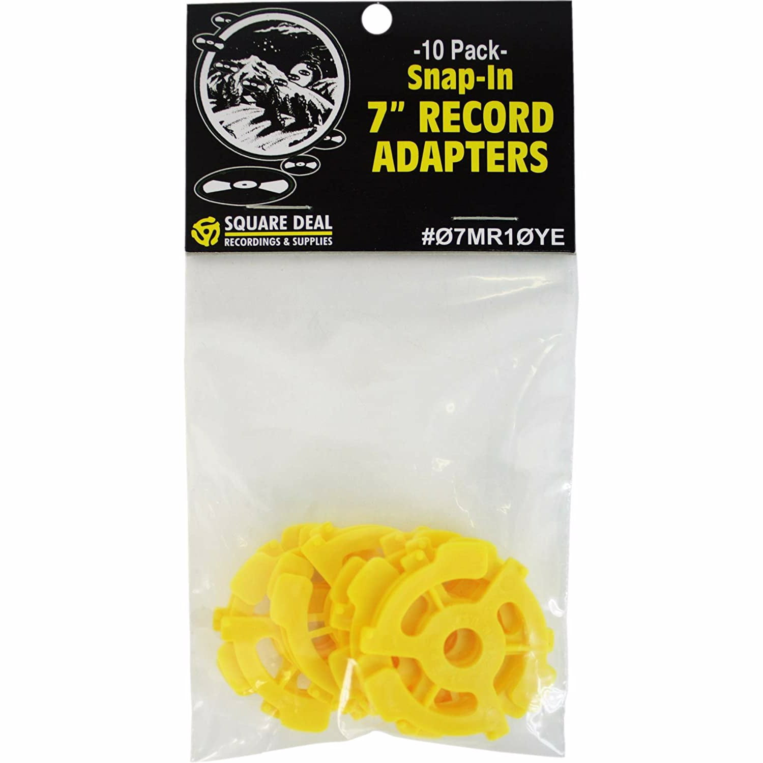 (10) Flat Yellow Plastic Record Adapters - Snap In Inserts to Make 7 ...