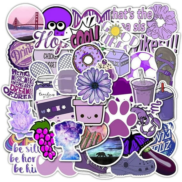 Girls Purple Aesthetic Stickers Waterproof Cute Stickers 50 Pack Water ...