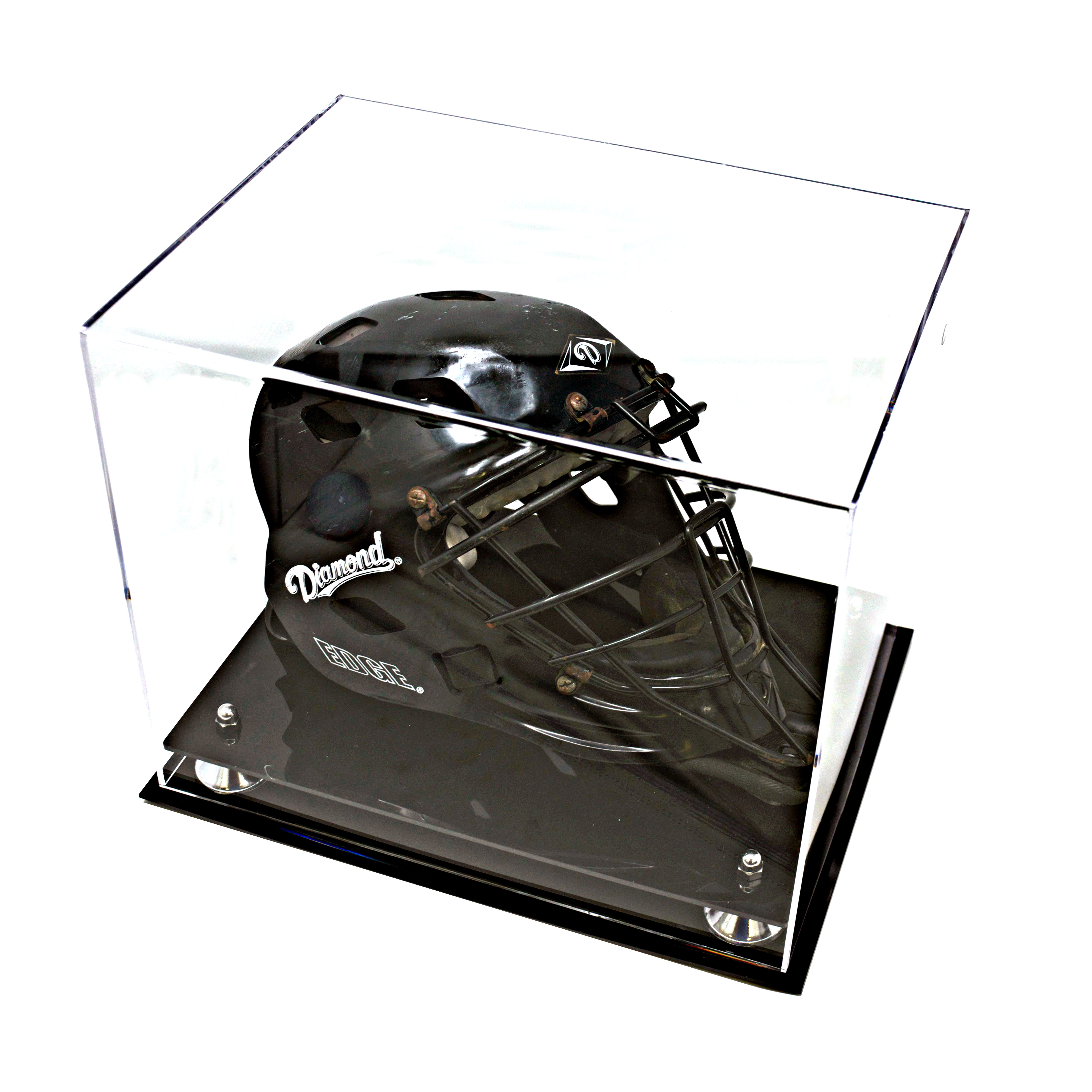 Deluxe Clear Acrylic Catchers Helmet Display Case with Silver Risers ...