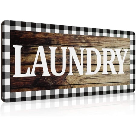 Honoson Wooden Laundry Kitchen Bathroom Sign Wall Decor Rustic Buffalo ...