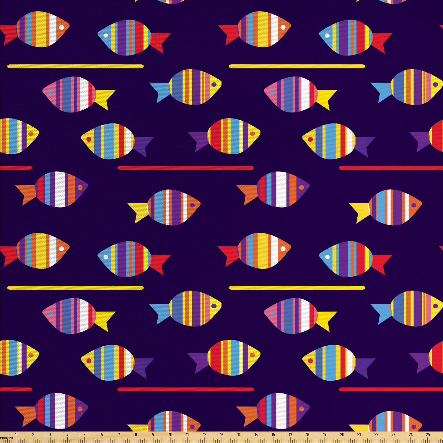 Fish Fabric by The Yard, Rainbow Patterned Aquatic Creatures ...