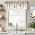 Brown Eucalyptus Leaves Valances for Windows, Watercolor Retro Leaf Rod ...